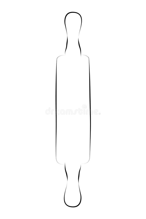 Simple Vector Hand Draw Sketch of Rolling Pin, Isolated on White Stock ...