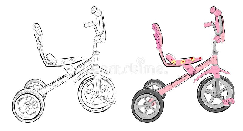 Simple Vector Hand Draw Sketch Set 2 Tricycle, Isolated on White Stock ...