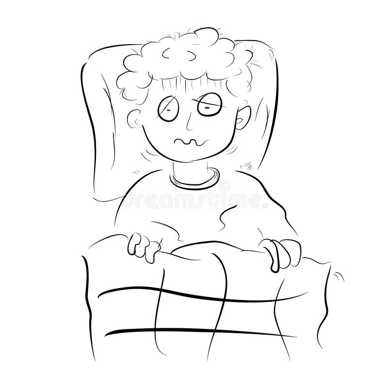 Simple Vector Hand Draw Sketch of Sick Boy Stock Vector - Illustration ...