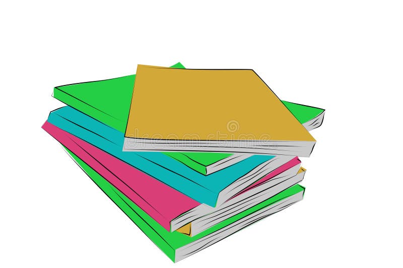 Simple Vector Hand Draw Sketch Stack of Book Stock Illustration ...