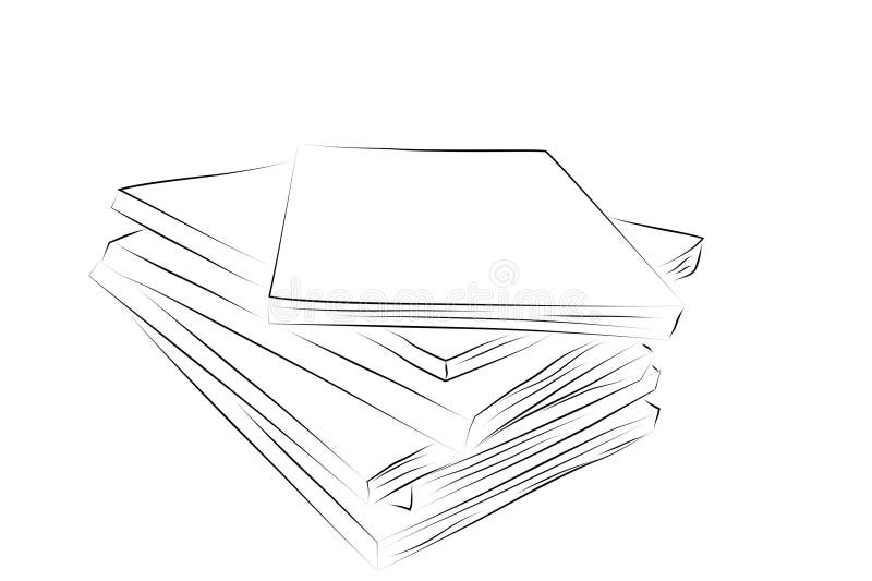 Simple Vector Hand Draw Sketch Stack of Book Stock Illustration ...