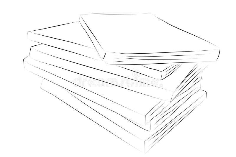 Simple Vector Hand Draw Sketch Stack of Book Stock Illustration ...