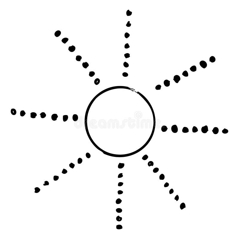 Simple Vector Hand Draw Sketch of Sunburst, Sun Burst, Isolated on ...