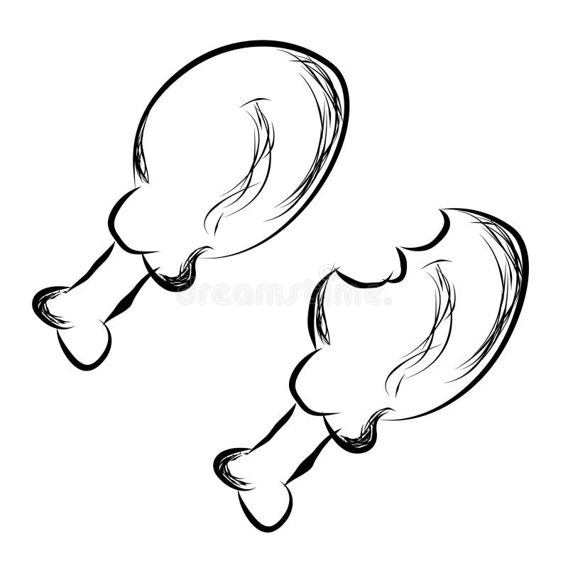 Simple Vector Hand Draw Sketch Two Chicken Leg, Whole and Leftover ...