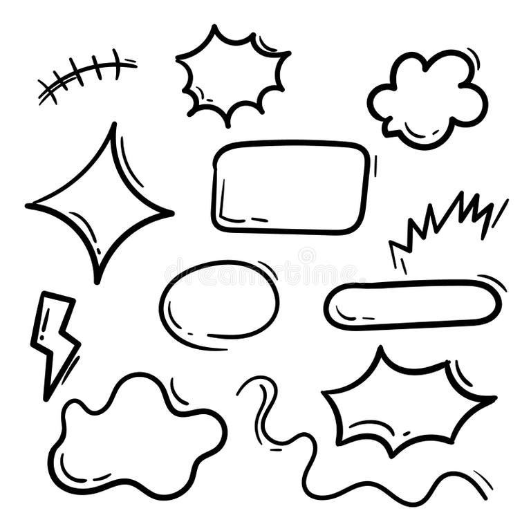 Simple Vector Hand Drawn Set of Elements, Windows, Blocks for Comics ...