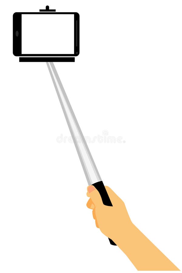 Simple Vector Hand Take a Self Portrait, Using Selfie Stick,Isolated on ...