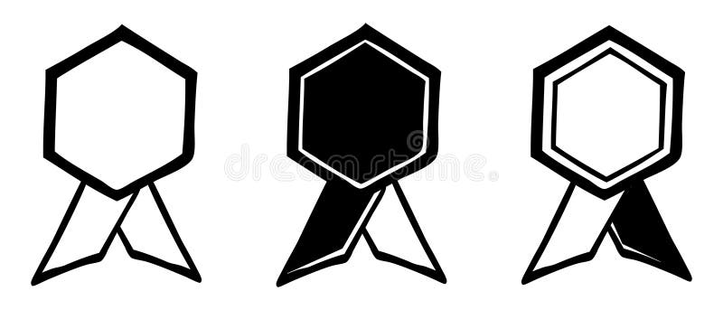 Simple Vector Hexagon Badge Doodle Hand Draw Sketch, Set 3 Stock Vector ...