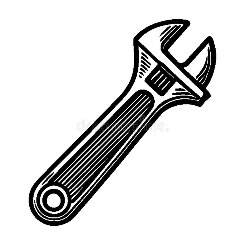 Simple Vector Icon of Adjustable Wrench Logo Design Illustration. Stock ...