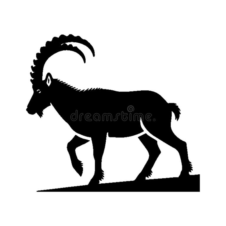 Simple Vector Icon of a Alpine Ibexâ€ Logo Design Illustration. Stock ...