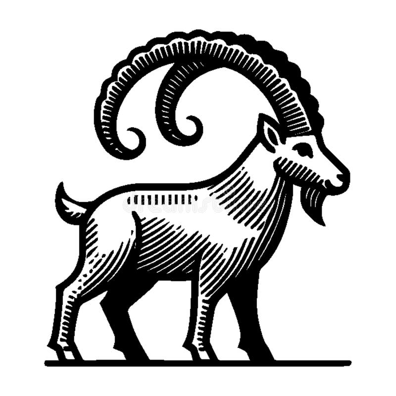 Simple Vector Icon of Alpine Ibex Logo Design Illustration. Stock ...