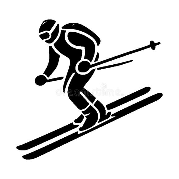 Simple Vector Icon of Alpine Skiing Logo Design Illustration. Stock ...
