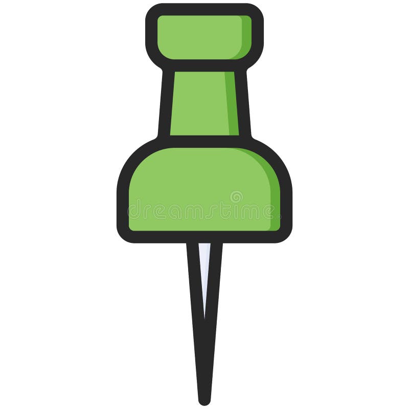 Simple Vector Icon of a Classic Drawing Pin in Flat Style. Pixel ...
