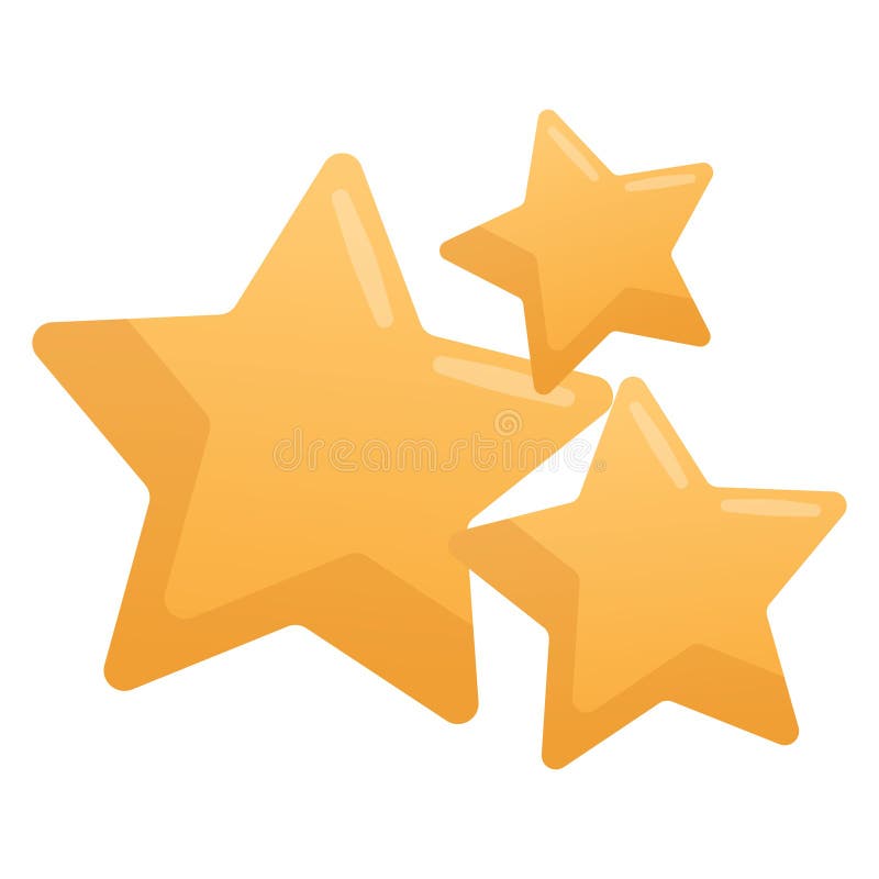 Simple Vector Icon. Composition of Three Bright Cartoon Stars of ...