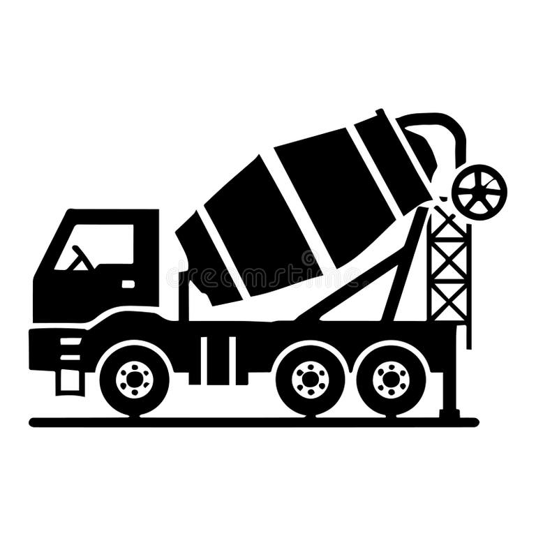 Simple Vector Icon of Concrete Mixer Logo Design Illustration. Stock ...