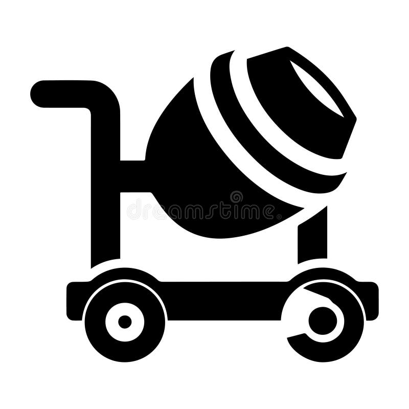 Simple Concrete Mixer Icon with Logo and Illustration Design. Stock ...