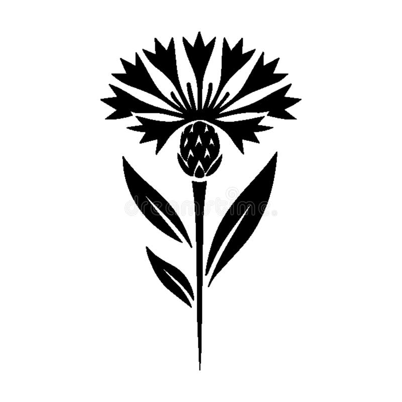 Simple Vector Icon of a Cornflower â€ Logo Design Illustration. Stock ...