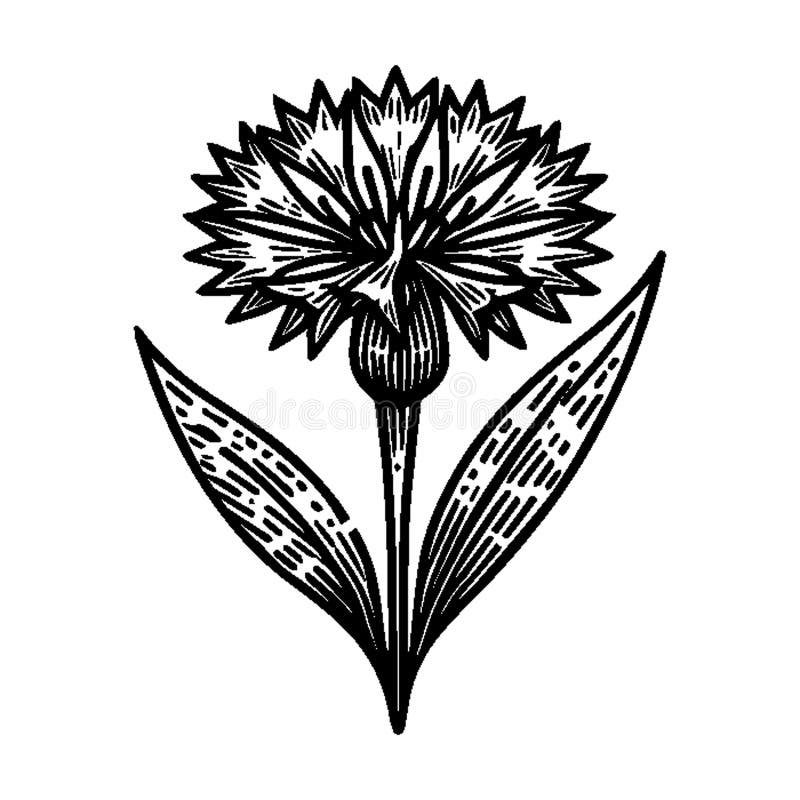 Simple Vector Icon of a Cornflower â€ Logo Design Illustration. Stock ...