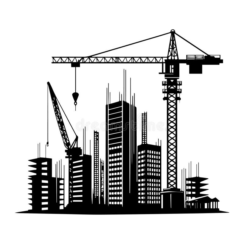 Simple Crane Construction Icon with Logo and Illustration Design. Stock ...
