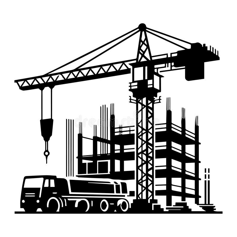 Simple Crane Construction Icon with Logo and Illustration Design. Stock ...