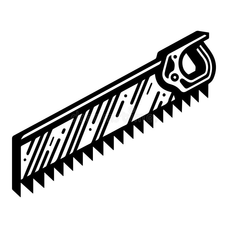 Simple Crosscut Saw Icon with Logo and Illustration Design. Stock ...