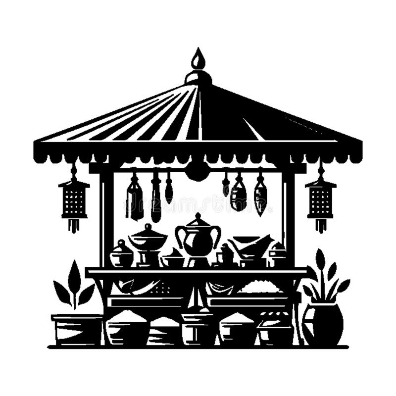 Simple Vector Icon of Cultural Market Stall Logo Illustration. Stock ...