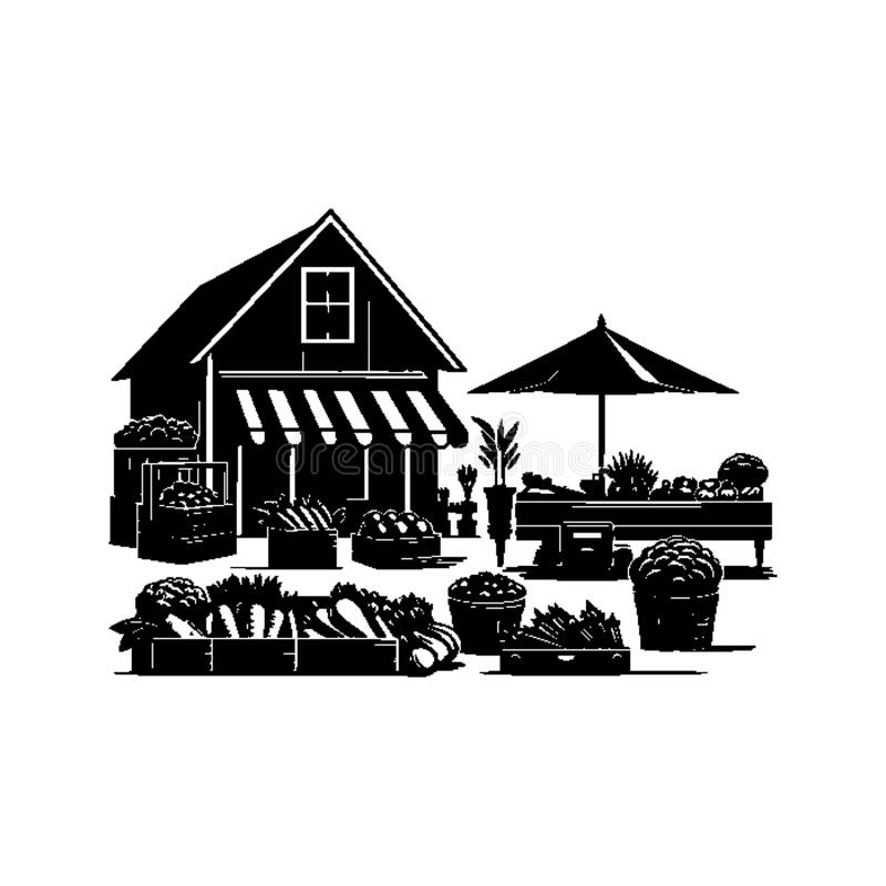 Simple Vector Icon of Farmer S Market Logo Design. Stock Vector ...