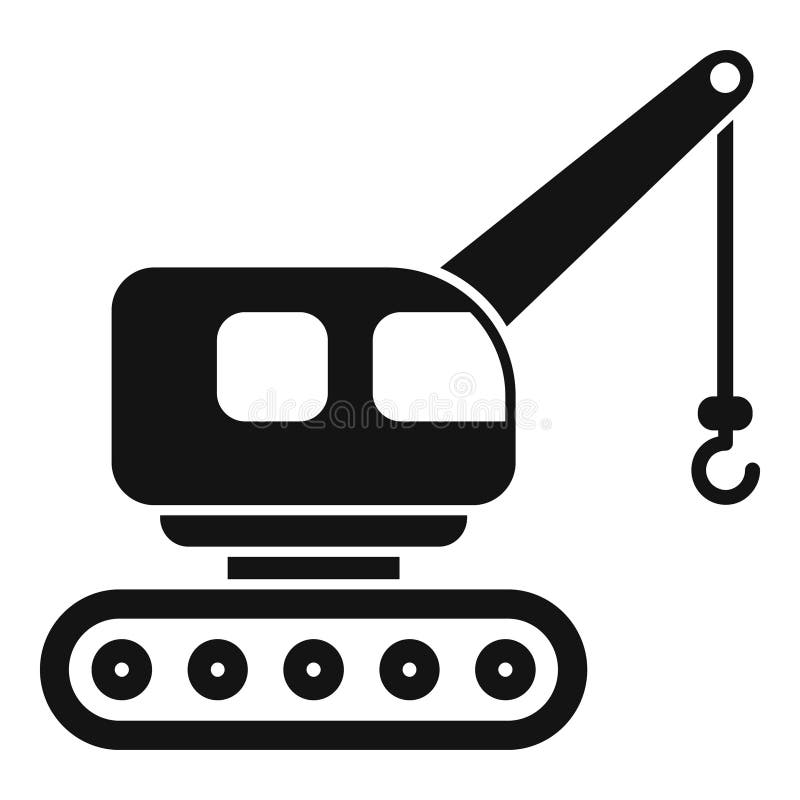 Crawler Crane Working on Tracks with Hook Lowered Icon Stock ...