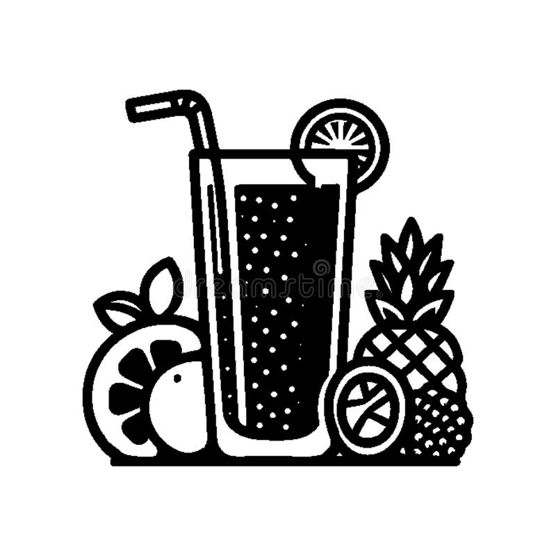 Simple Vector Icon of Fresh Fruit Smoothies Logo Design Illustration ...