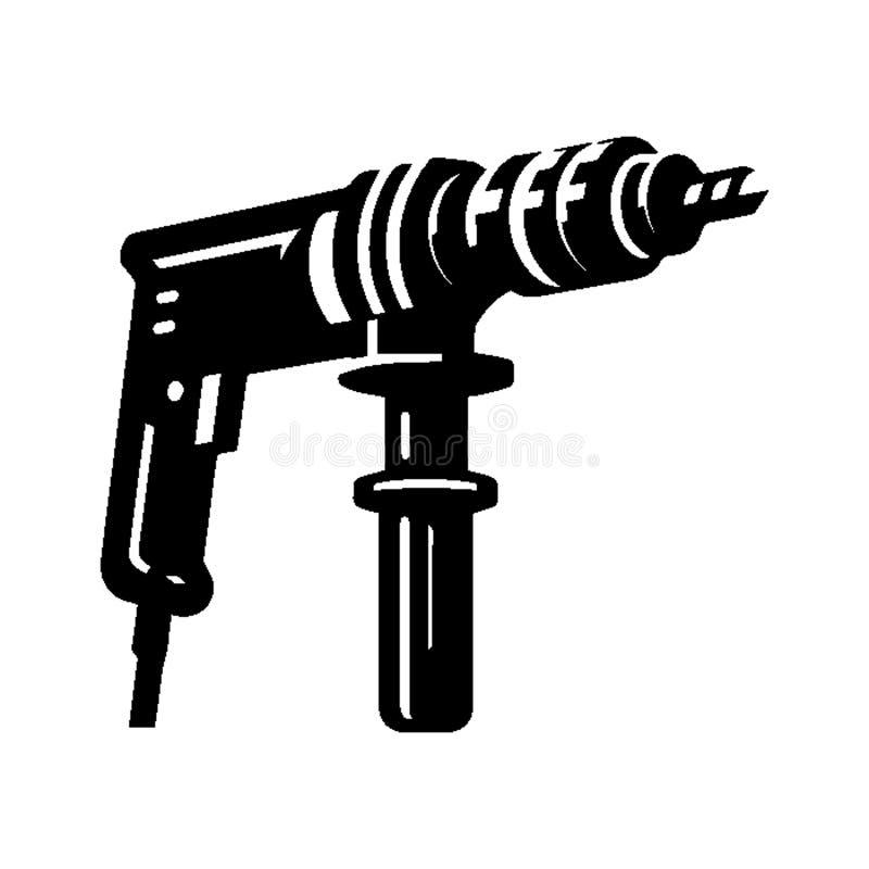 Simple Vector Icon Handheld Rock Drill Logo Design Illustration. Stock ...
