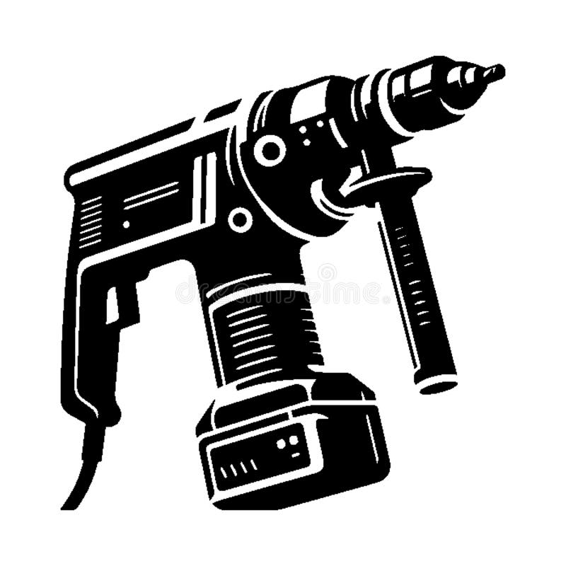 Simple Vector Icon Handheld Rock Drill Logo Design Illustration. Stock ...