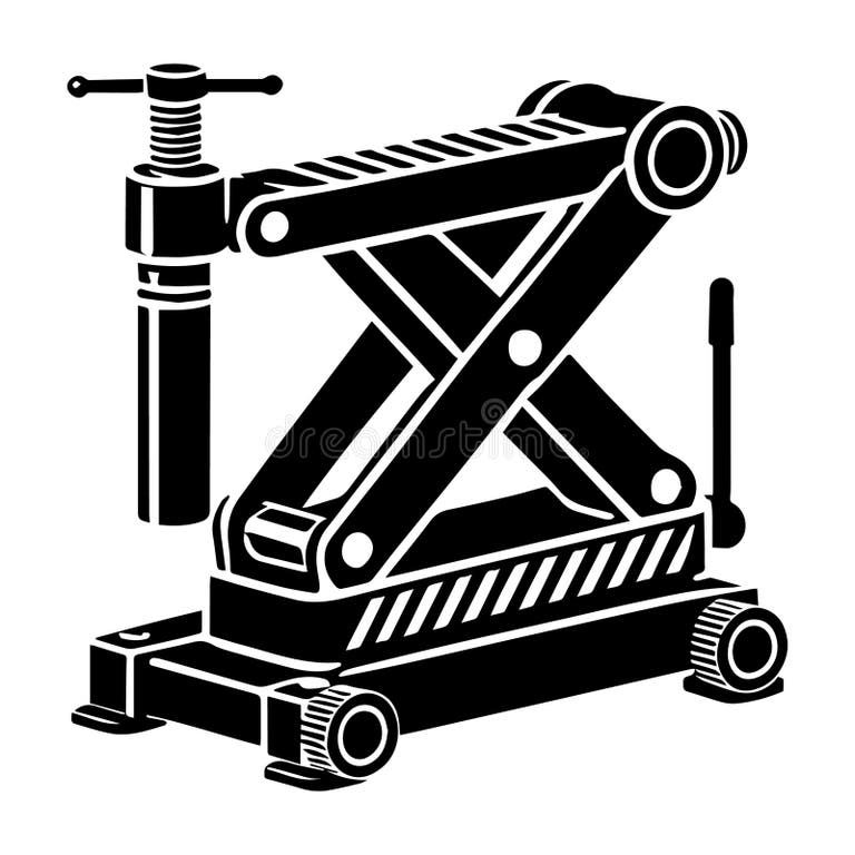 Simple Hydraulic Jack Icon with Logo and Illustration Design. Stock ...