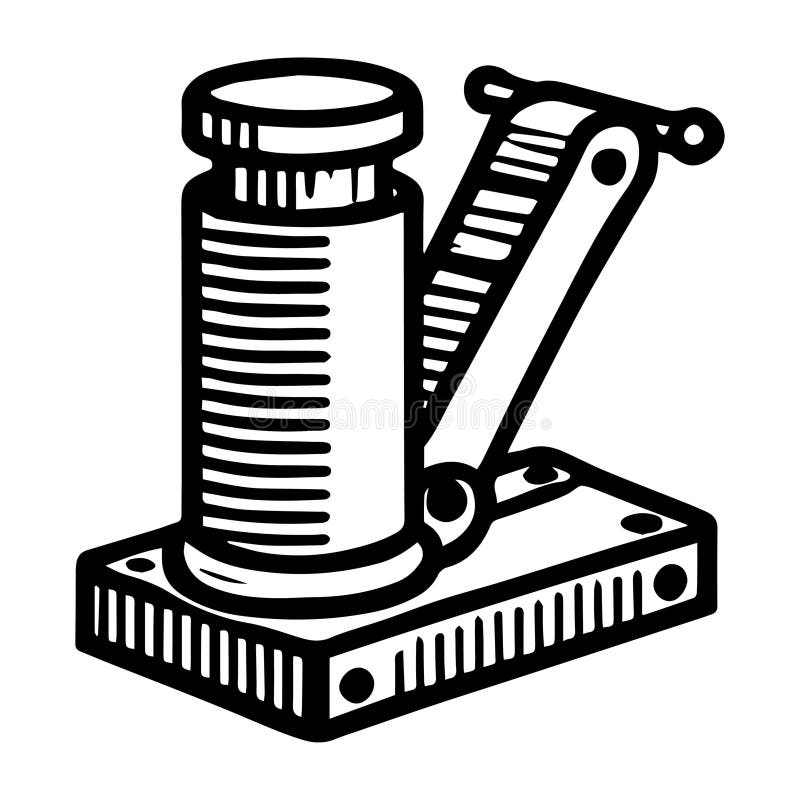 Simple Hydraulic Jack Icon with Logo and Illustration Design. Stock ...