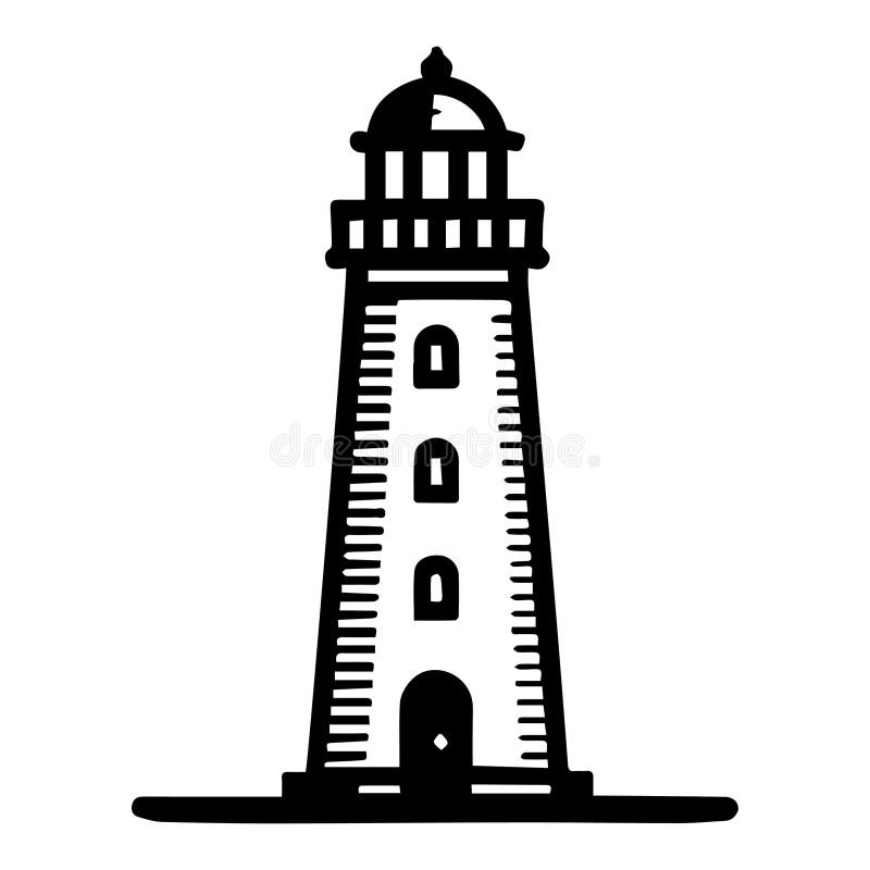 Simple Lighthouse Icon with Logo and Illustration Design. Stock Vector ...