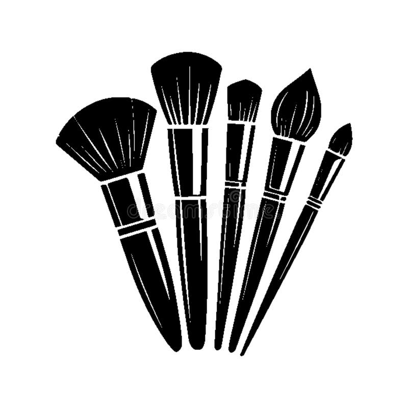 Simple Vector Icon of Makeup Brushes Logo Design Illustration. Stock ...