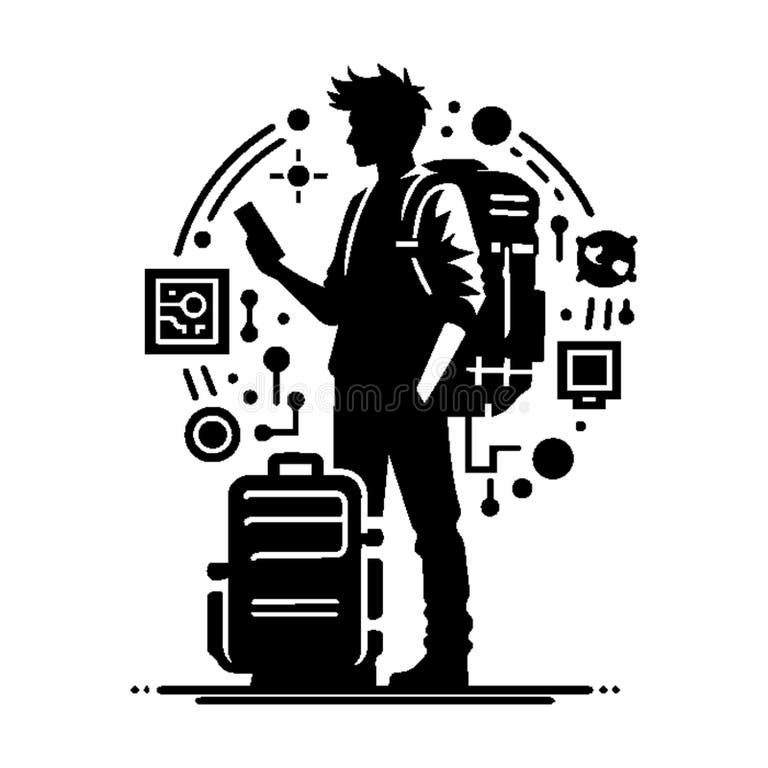 Simple Vector Icon of Digital Nomad Man Logo Design. Stock Vector ...