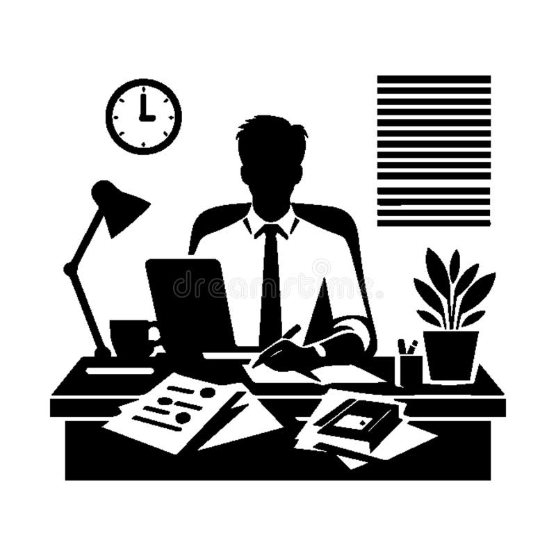 Simple Vector Icon of Man Office Work Logo Illustration. Stock Vector ...