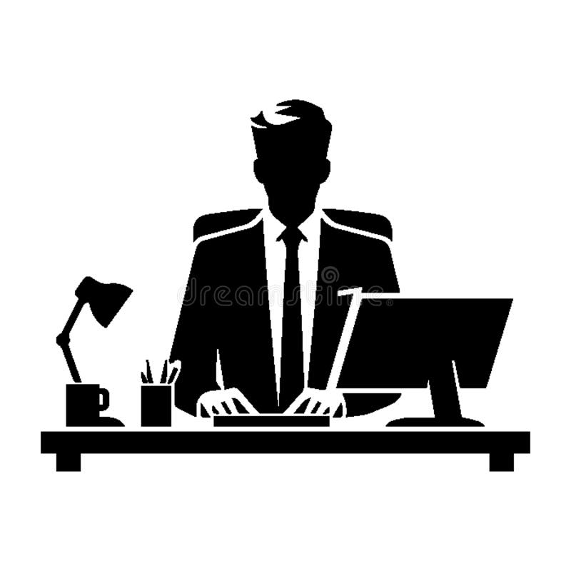 Simple Vector Man Office Work Logo Design Illustration Icon. Stock ...