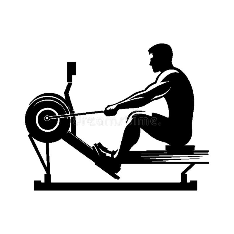 Simple Vector Icon of Man Rowing Machine Logo Design. Stock Vector ...