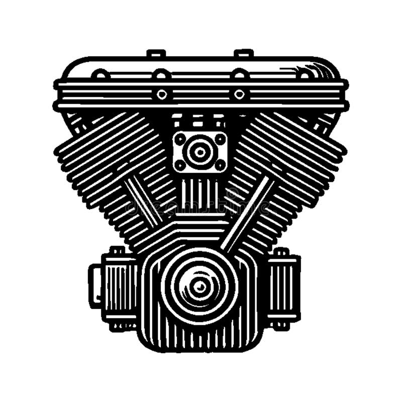 Simple Vector Icon of Motorcycle Engine Logo Design Illustration. Stock ...