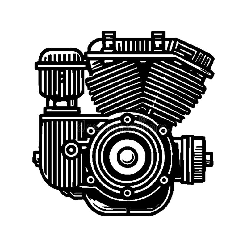 Simple Vector Icon of Motorcycle Engine Logo Design Illustration. Stock ...