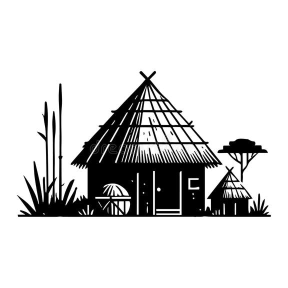 Simple Vector Icon of a Mud Huts â€ Logo Design Illustration. Stock ...