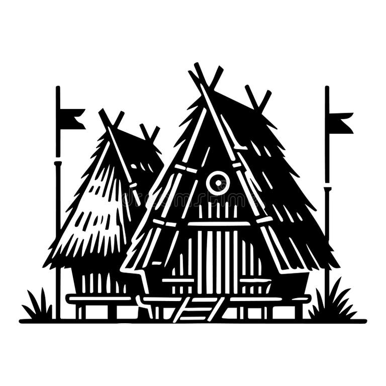 Simple Vector Icon of Mud Huts Logo Illustration. Stock Vector ...