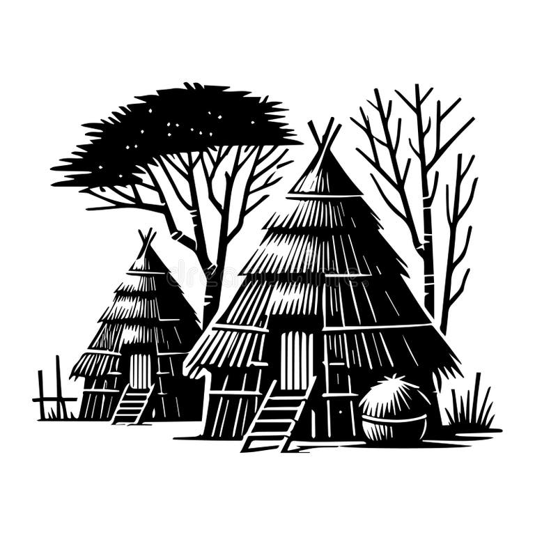 Simple Vector Icon of Mud Huts Logo Illustration. Stock Vector ...