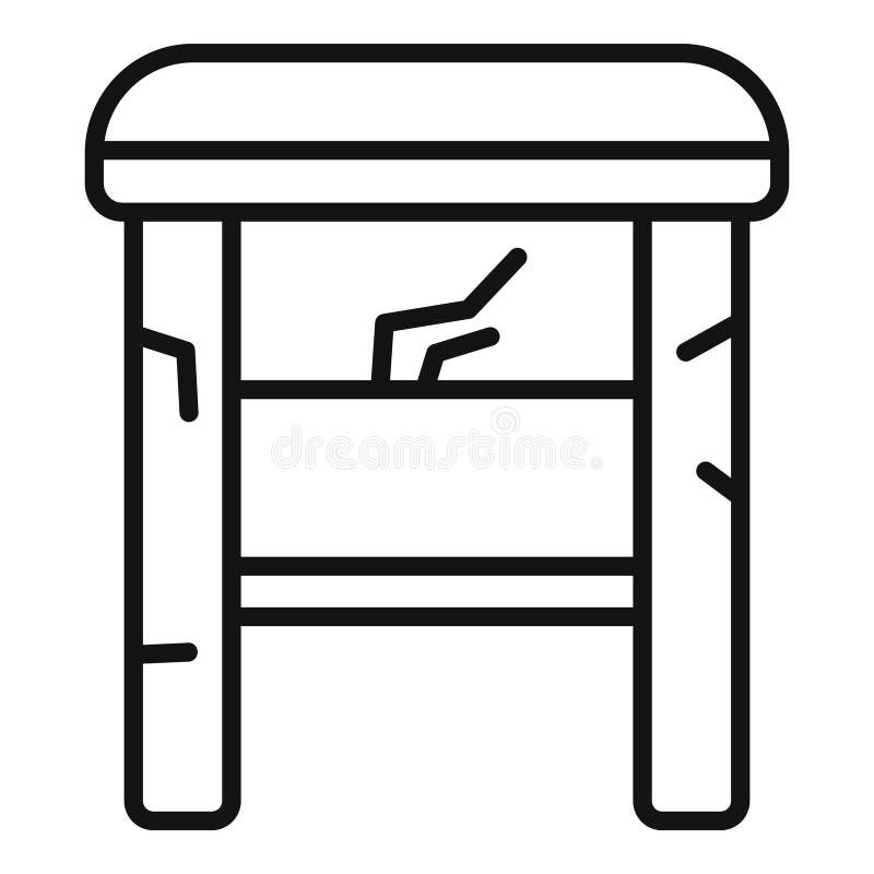 Old Broken Wooden Stool Standing on White Background Stock Vector ...