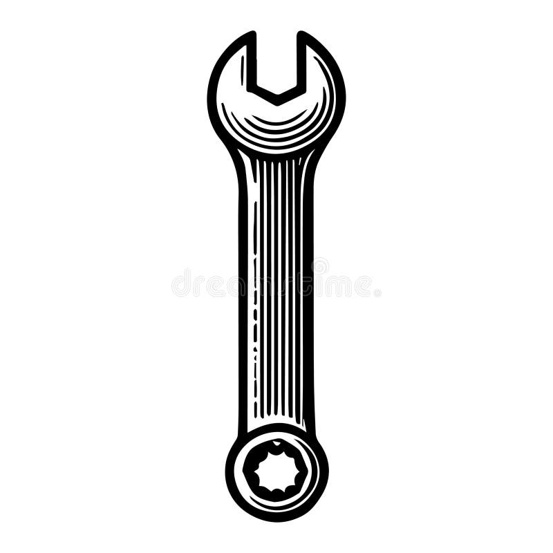 Simple Ratchet Wrench Icon with Logo and Illustration Design. Stock ...