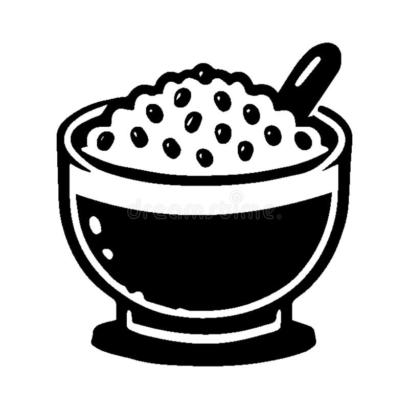 Simple Vector Icon of Rice Pudding Logo Design Illustration. Stock ...
