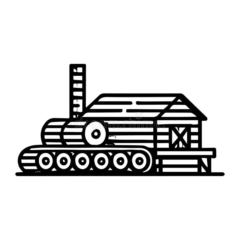 Simple Sawmill Icon with Logo and Illustration Design. Stock Vector ...