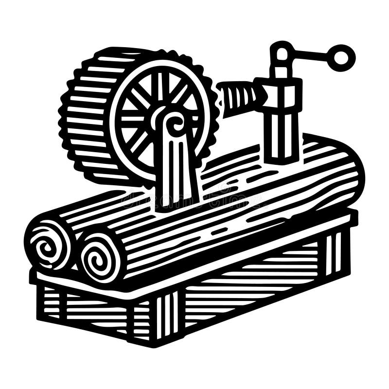 Simple Vector Icon of Sawmill Mechanism Logo Design Illustration. Stock ...