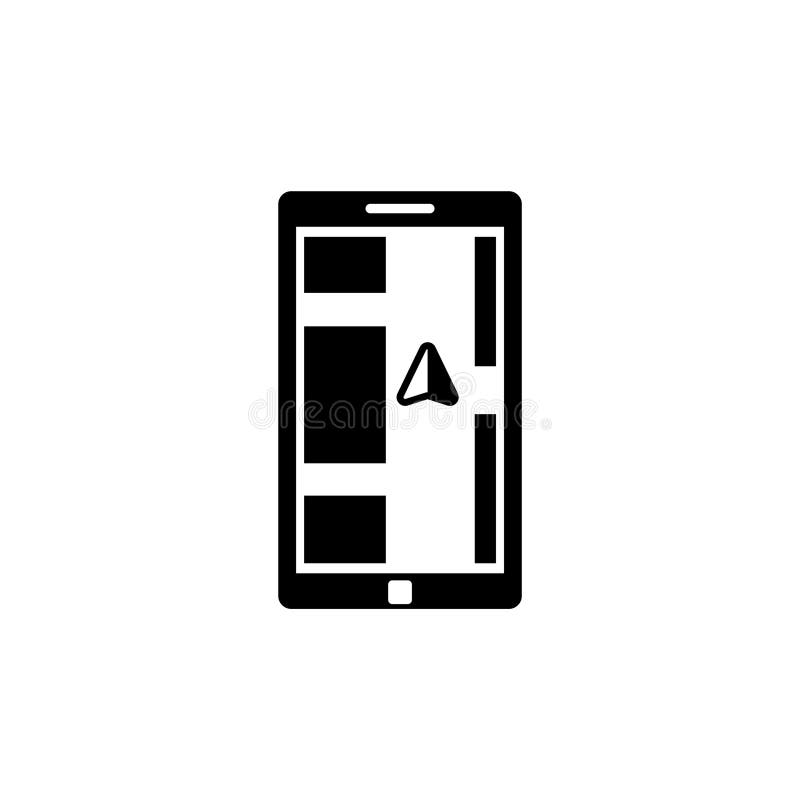 Simple Vector Icon of a Smartphone with Navigation Arrow and Map ...