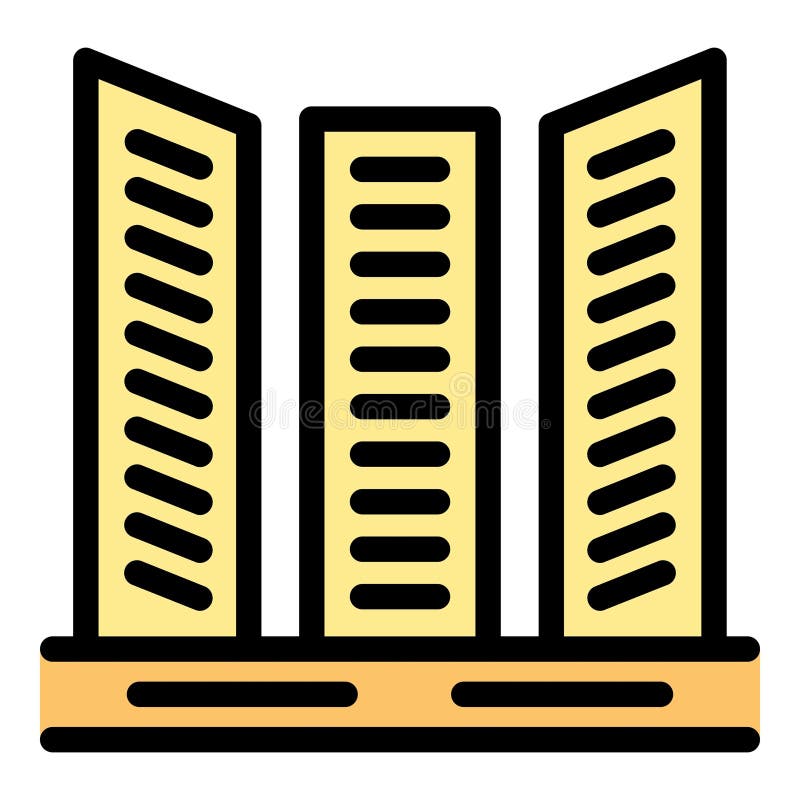 Three Modern Skyscrapers Standing on Concrete Foundation Stock Vector ...